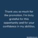 Thank You Messages for Promotion - QuoteMantra